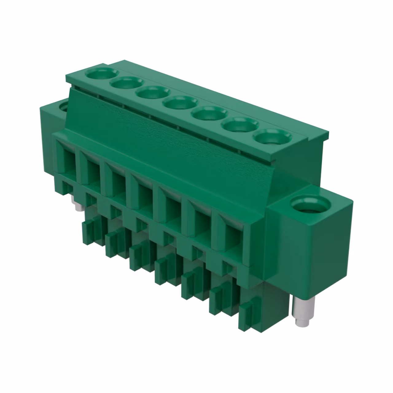 3.81mm Pitch Eurostyle Vertical Plug, with Retention Screws and Standard  Imprinting, Front Wire Entry, Green Housing, Gold (Au) Plated, 7 Circuits for sale