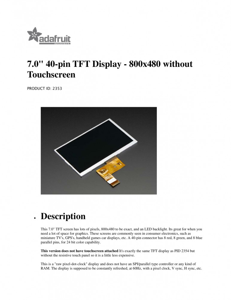 Adafruit 2353 technical document page 1