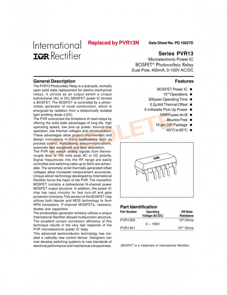 PVR1300 datasheet page 1