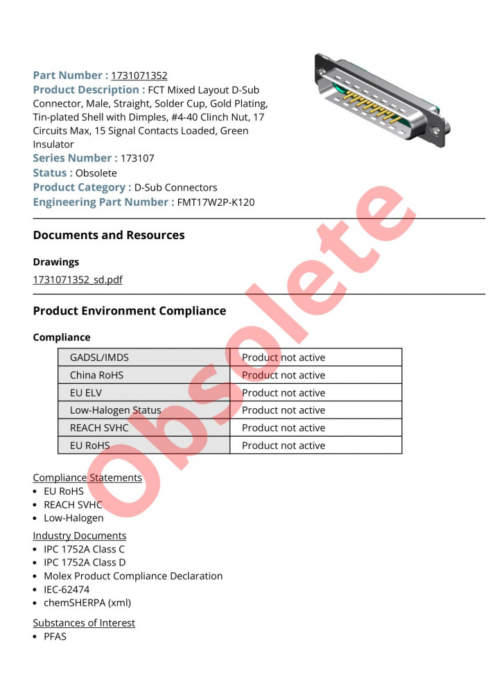 MOLEX 1731071352 product drawing page 1