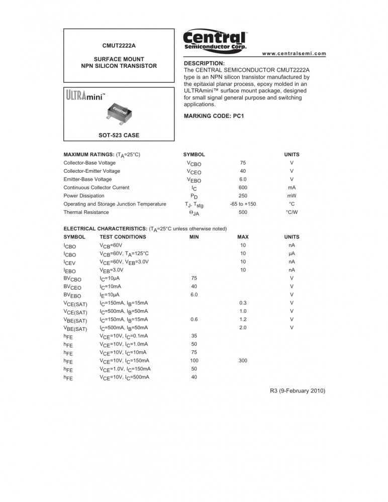 CMUT2222A datasheet page 1