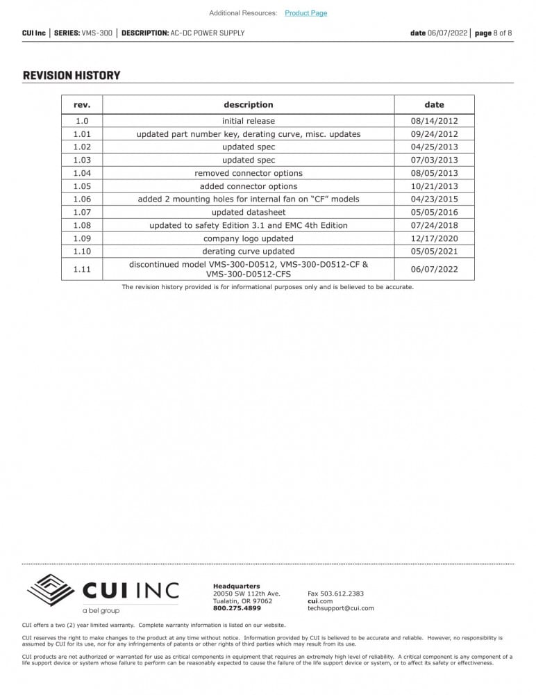 CUI VMS-300 datasheet page 8