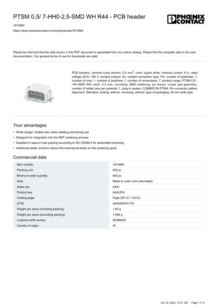 Phoenix Contact 1814964 technical document page 1