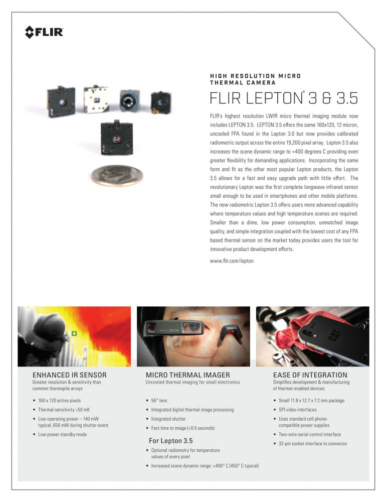 FLIR Lepton 3 and 3.5 datasheet page 1