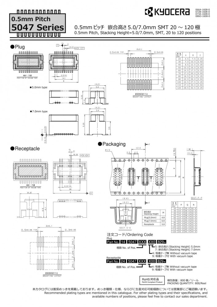 Kyocera AVX 5047 connector technical document, page 2