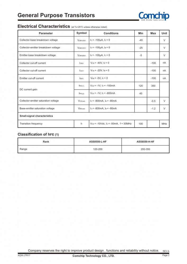 ASS8550-L-HF datasheet page 2