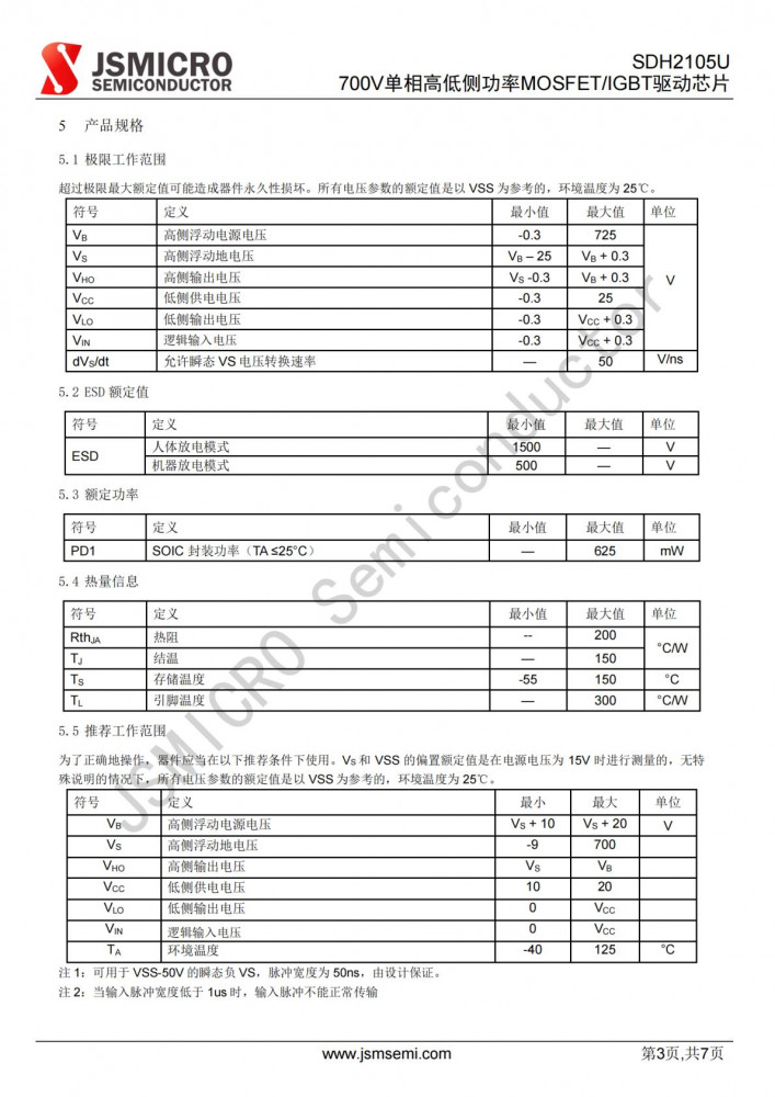 SDH2105U datasheet page 3
