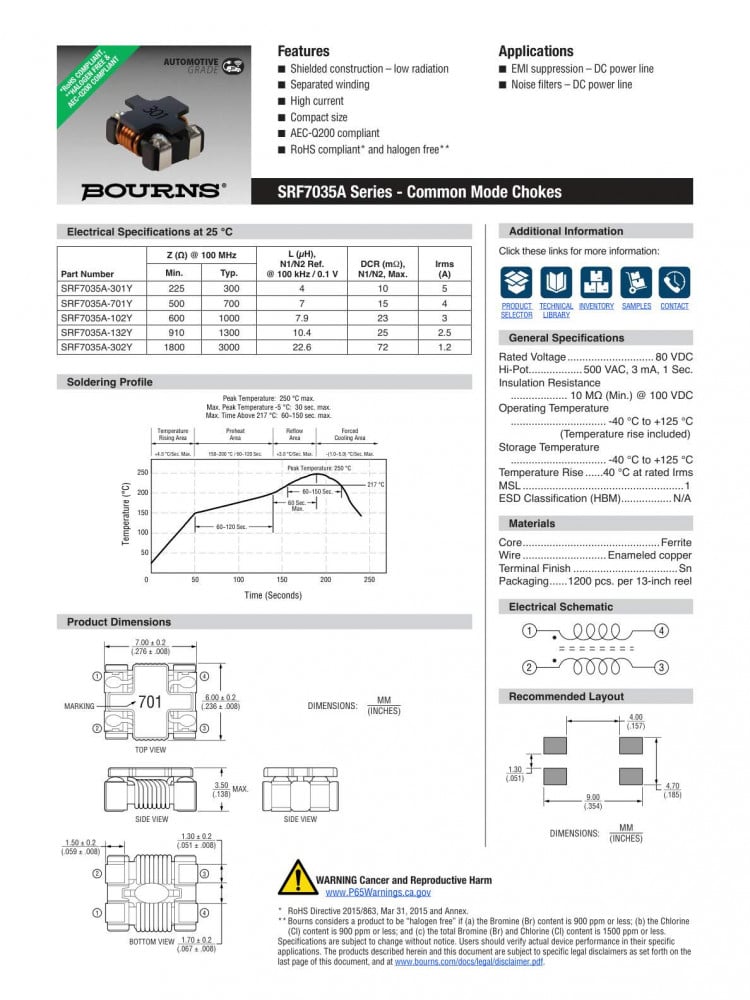 SRF7035A series datasheet page 1