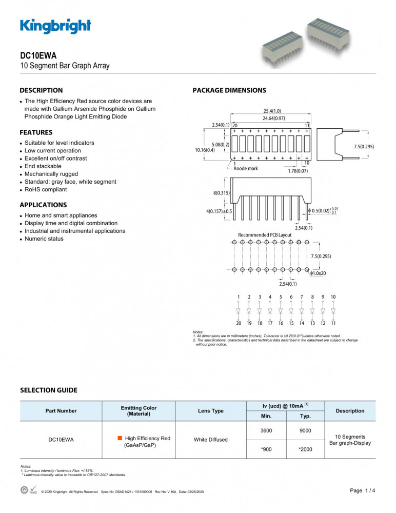 DC10EWA datasheet page 1