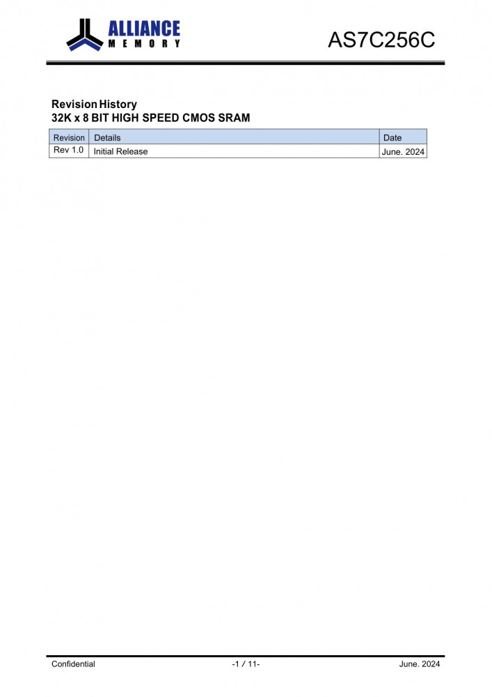 AS7C256C datasheet page 1