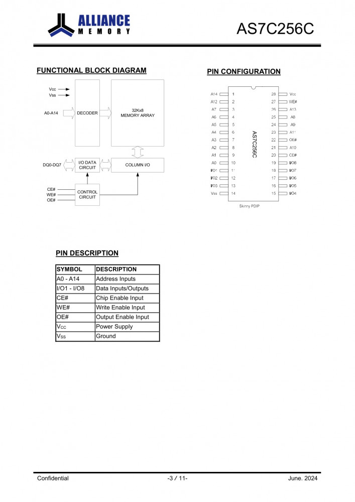 AS7C256C datasheet page 3