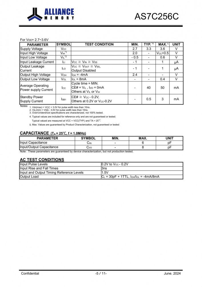 AS7C256C datasheet page 5