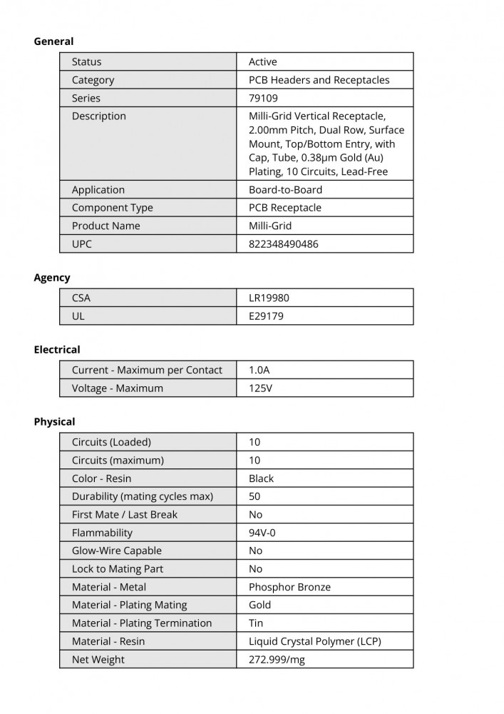 Technical document page 2 for MOLEX 791091028