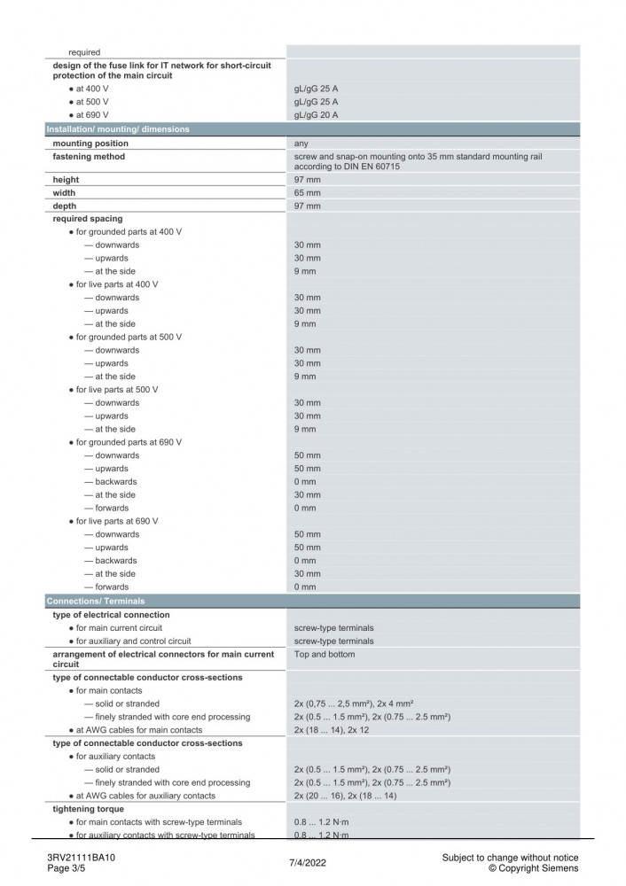 3RV21111BA10 technical document page 3