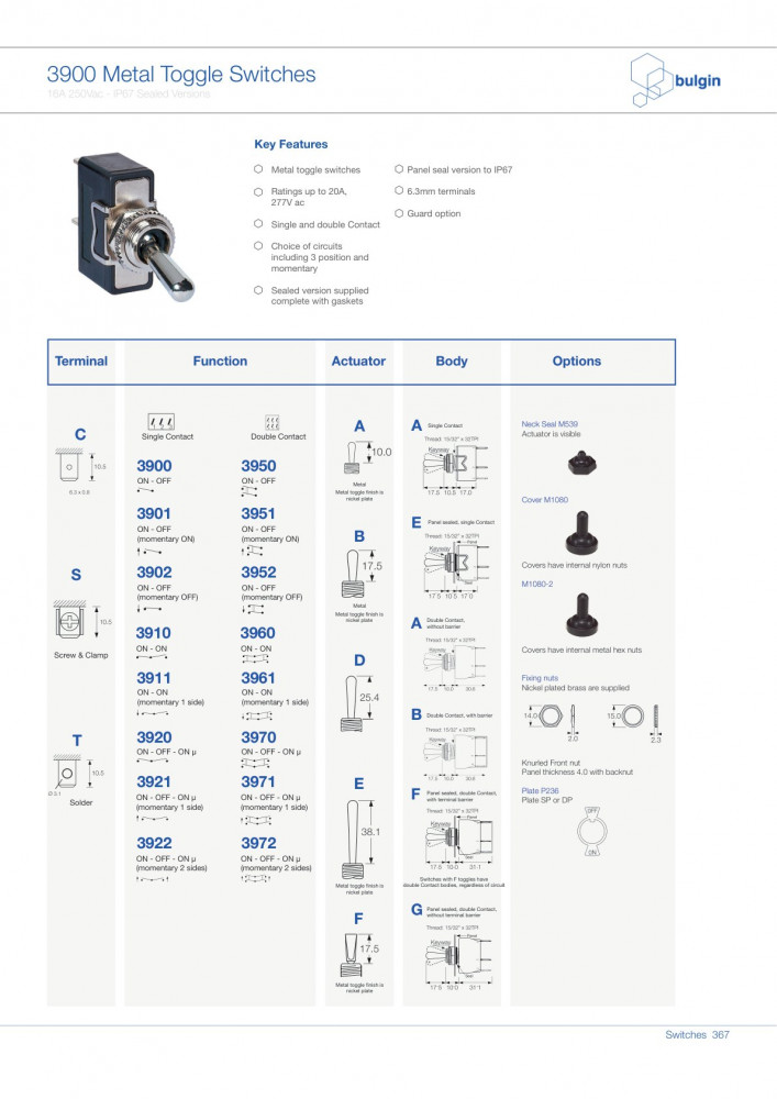 Bulgin 3900 Series technical document page 2