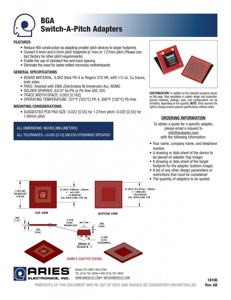 Aries Electronics 18106 product documentation image