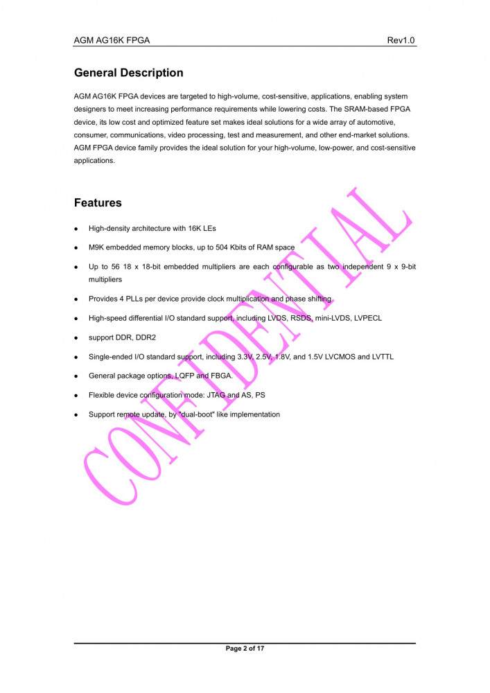 AGM AG16K datasheet preview, page 2