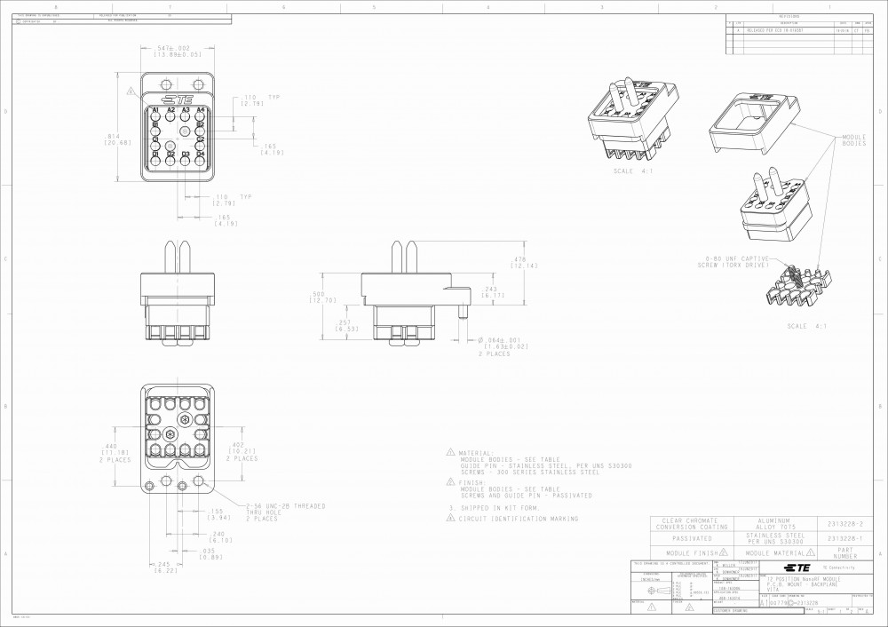 TE Connectivity 2313228-2 technical drawing sheet 1