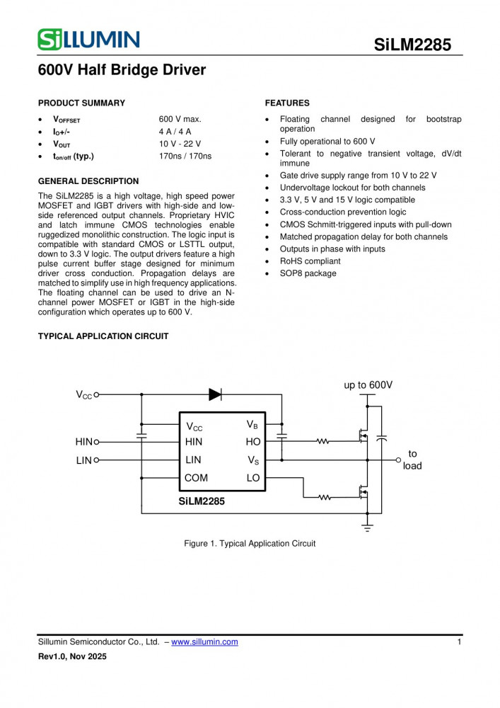 SiLM2285 datasheet page 1