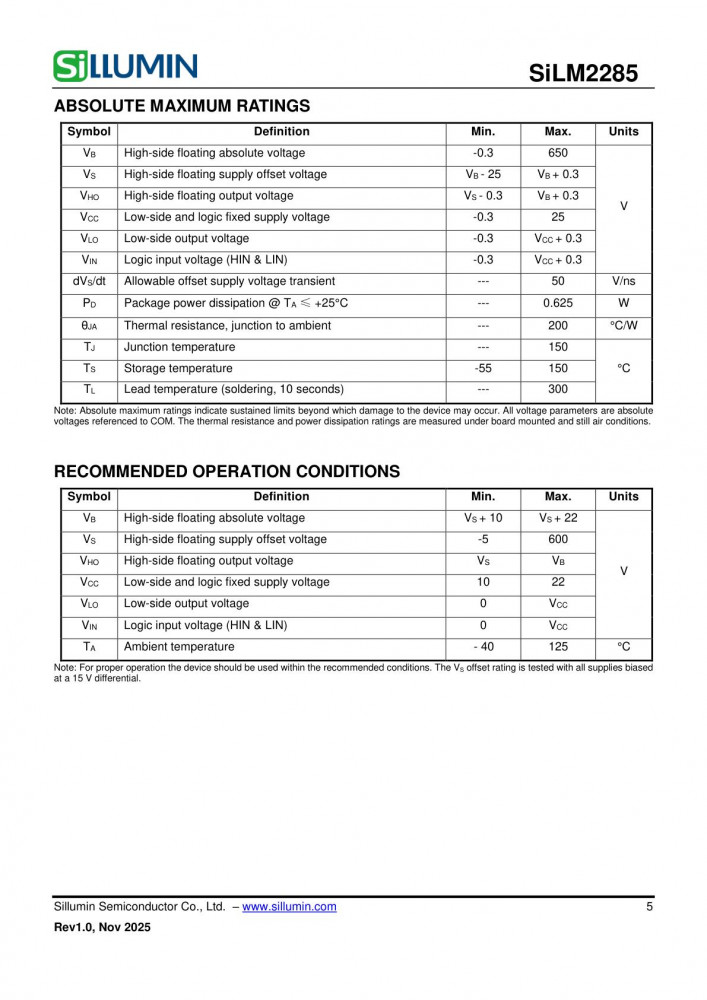 SiLM2285 datasheet page 5