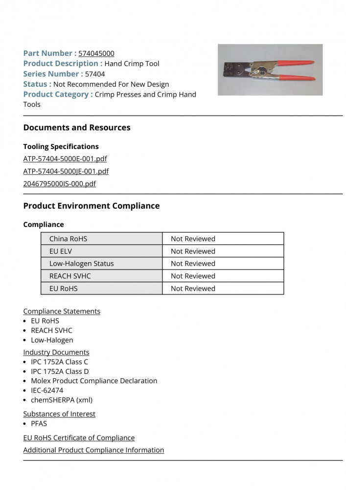 Molex 574045000 technical document preview, page 1
