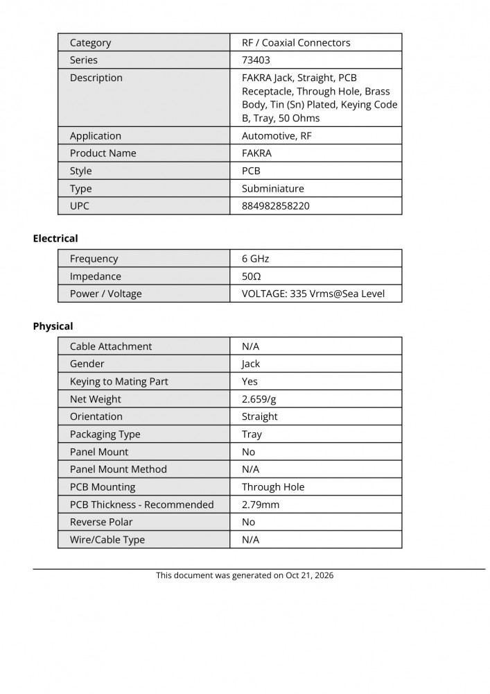 Technical document image, page 2 for MOLEX 734035082
