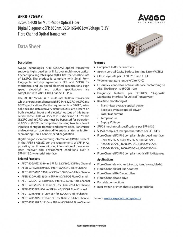 AFBR-57G5MZ datasheet page 1