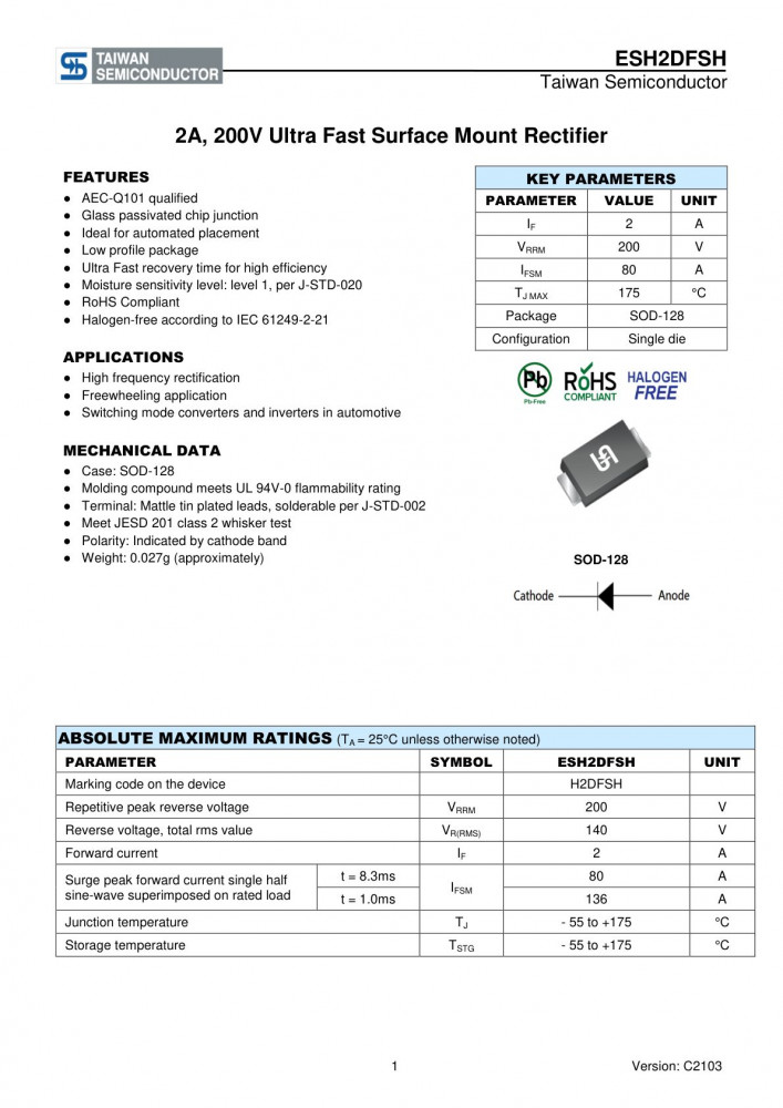 ESH2DFSH datasheet page 1