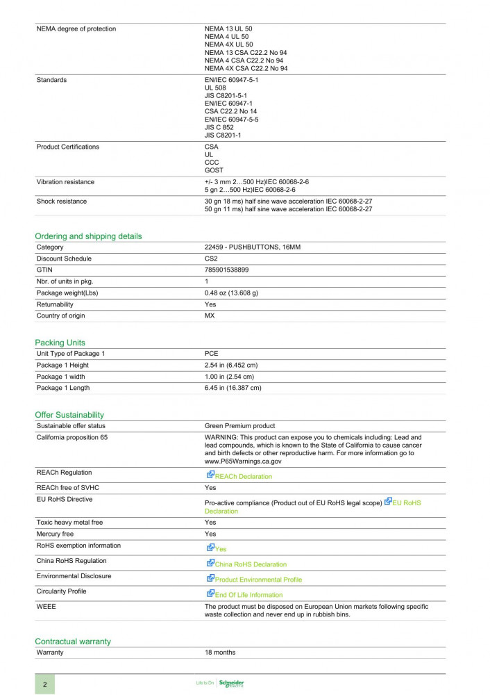 XB6CD253B technical document page 2