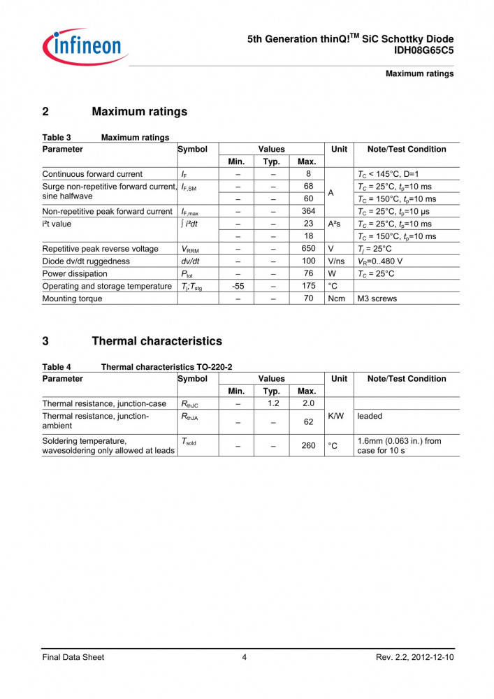 IDH08G65C5 datasheet page 4