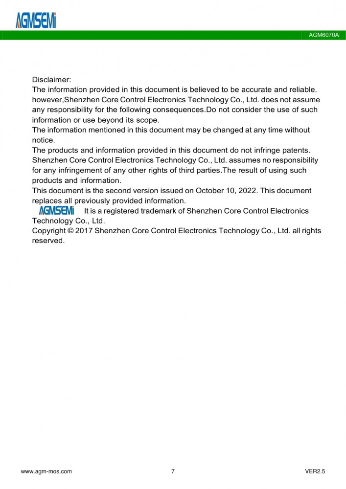 AGM6070A datasheet page 7