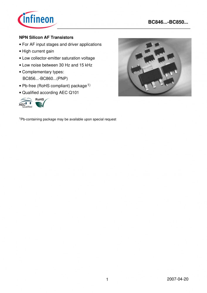 BC850B datasheet page 1