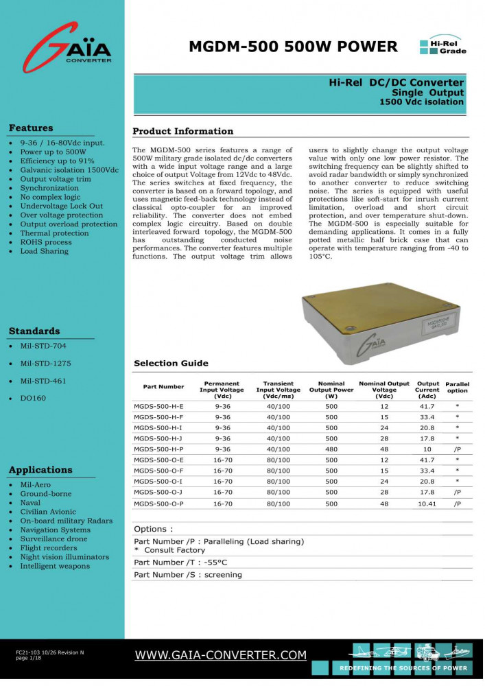 MGDM-500 series document preview, page 1
