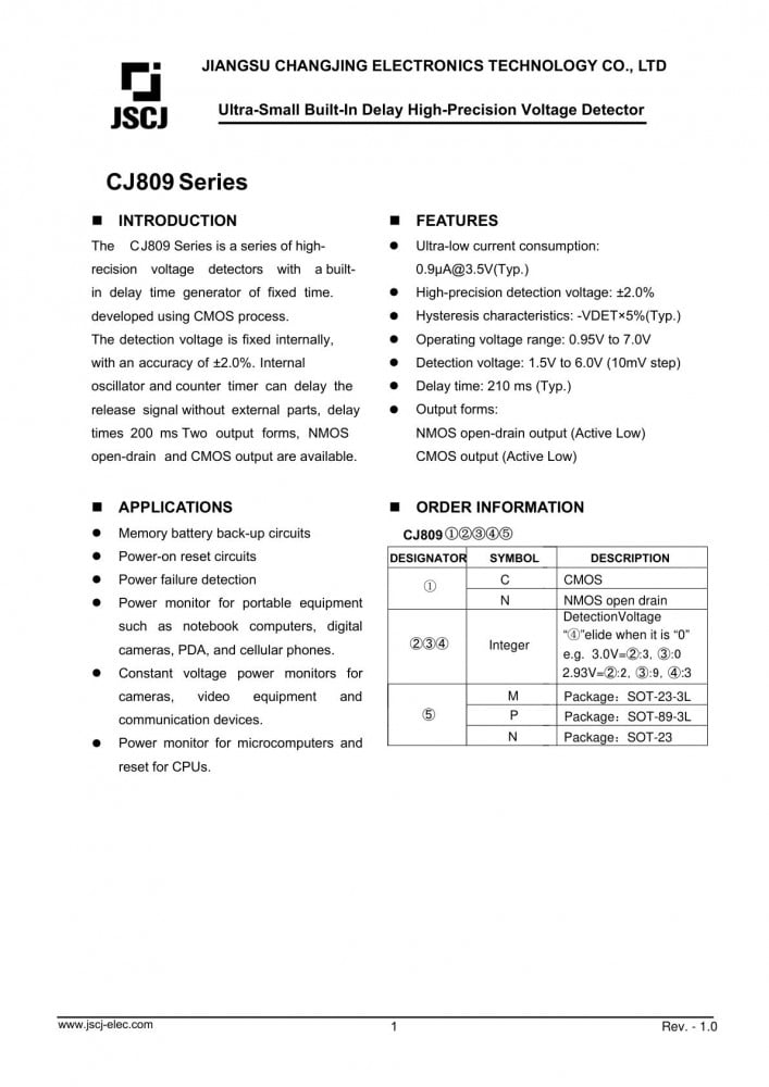 CJ809 datasheet page 1