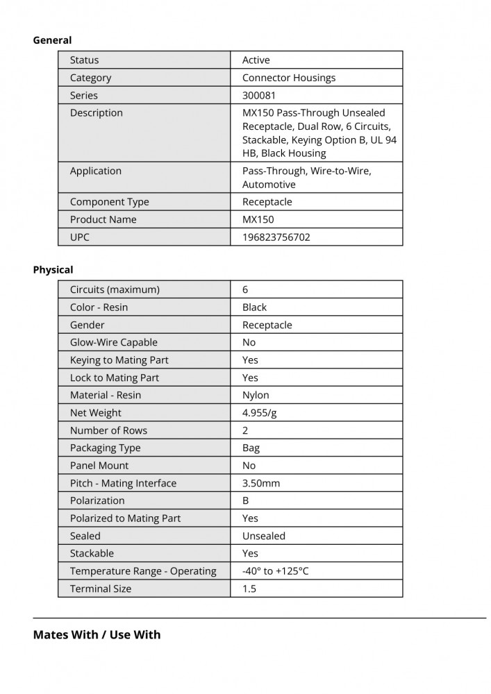 MOLEX 3000817502 product document preview, page 2