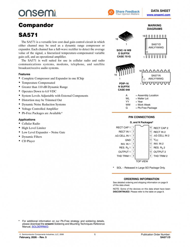 SA571 datasheet page 1