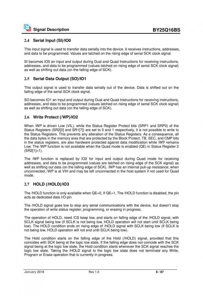 BY25Q16BSTIG(T) datasheet page 8