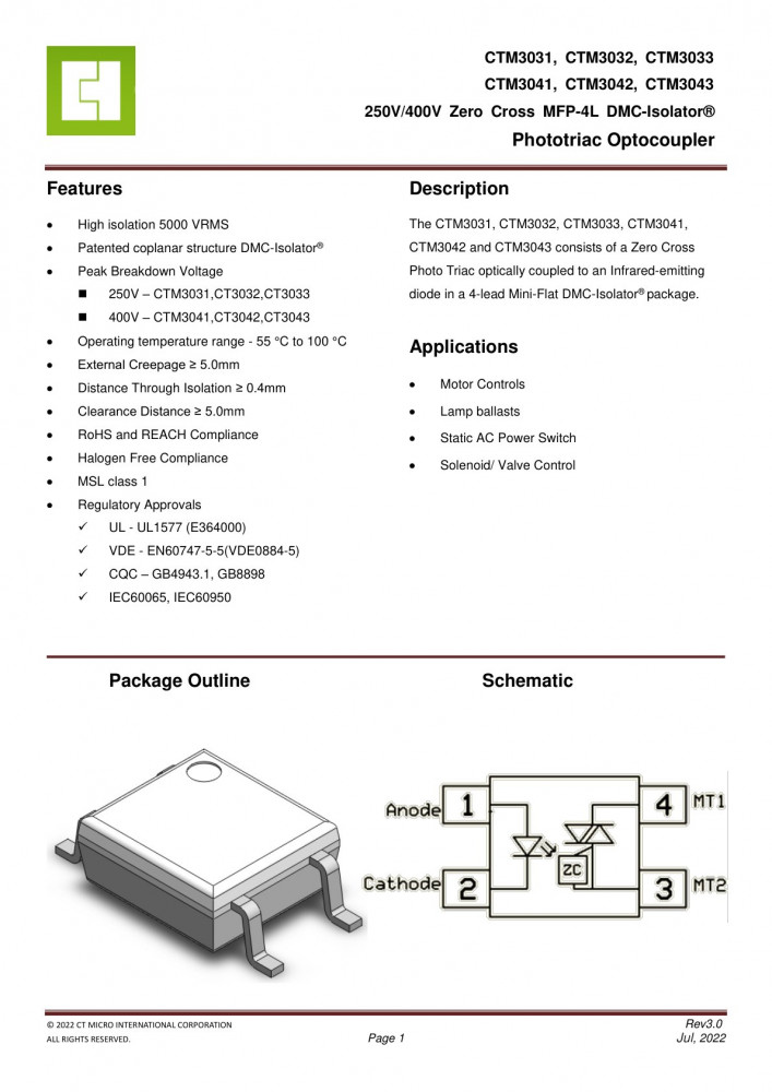 CTM3041 technical document page 1