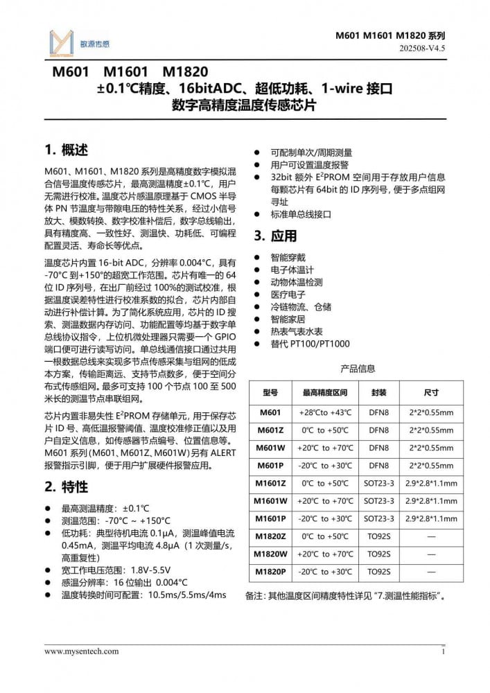 M1601W technical document page 1