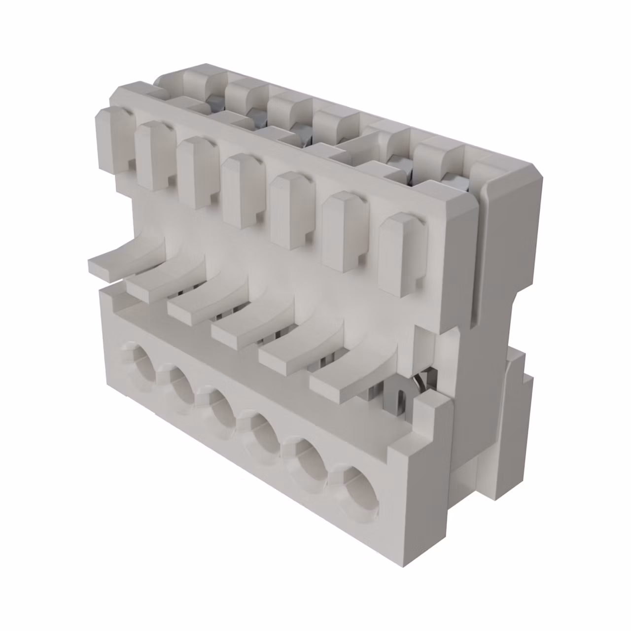 Appli-Mate RAST 2.5 IDT Housing, 2.50mm Pitch, Female, 6 Circuits, Beaded Terminal, All Position Keys, Slotted Endwalls, Polarizing Rib Between Circuits 4 & 5 for sale