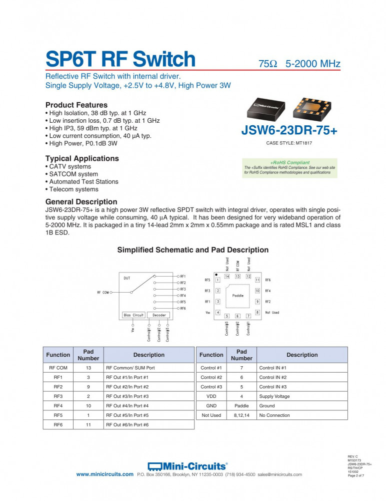 JSW6-23DR-75+ datasheet page 2