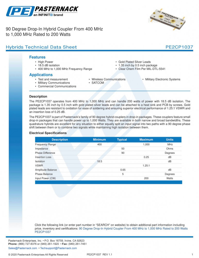 PE2CP1037 datasheet page 1