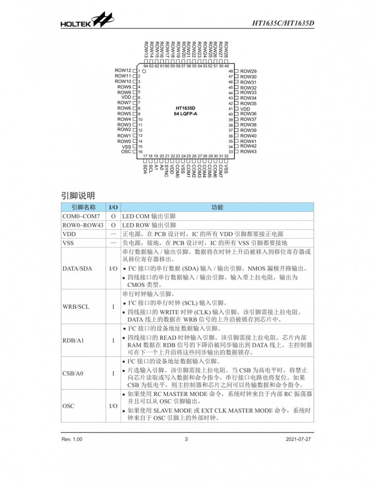 HT1635C datasheet page 3