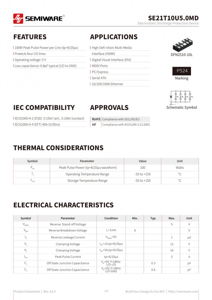 SE21T10U5.0MD datasheet page 1