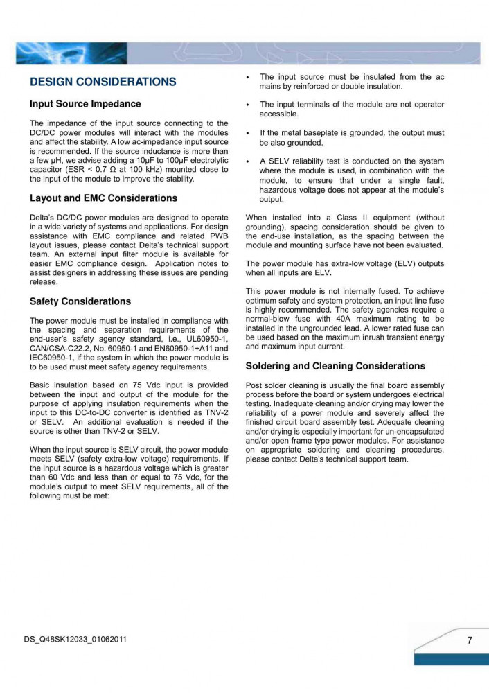 DELTA Q48SK12033NRFA datasheet page 7