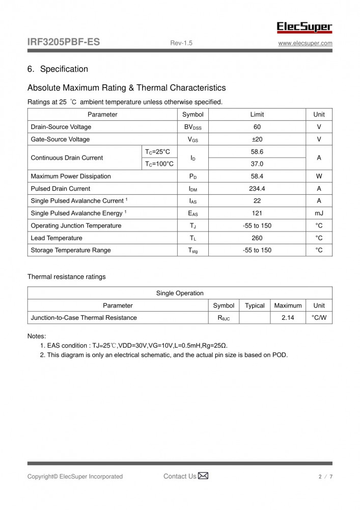 IRF3205PBF-ES datasheet page 2