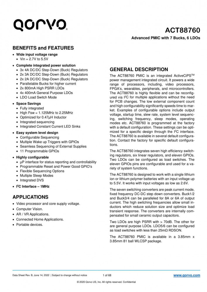 ACT88760 datasheet page 1