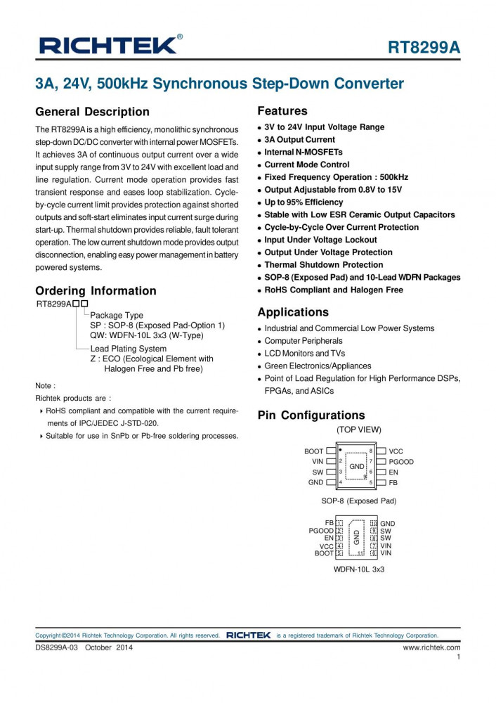 RT8299A technical document page 1