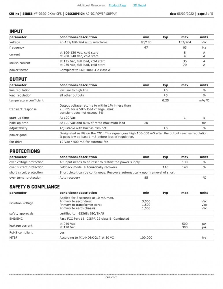 VF-D320-D1224A-CFS datasheet page 2