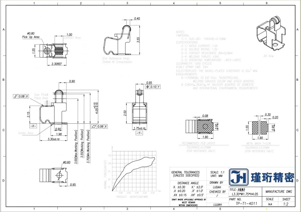 JINHENG TP-T1-4011 technical drawing page 1